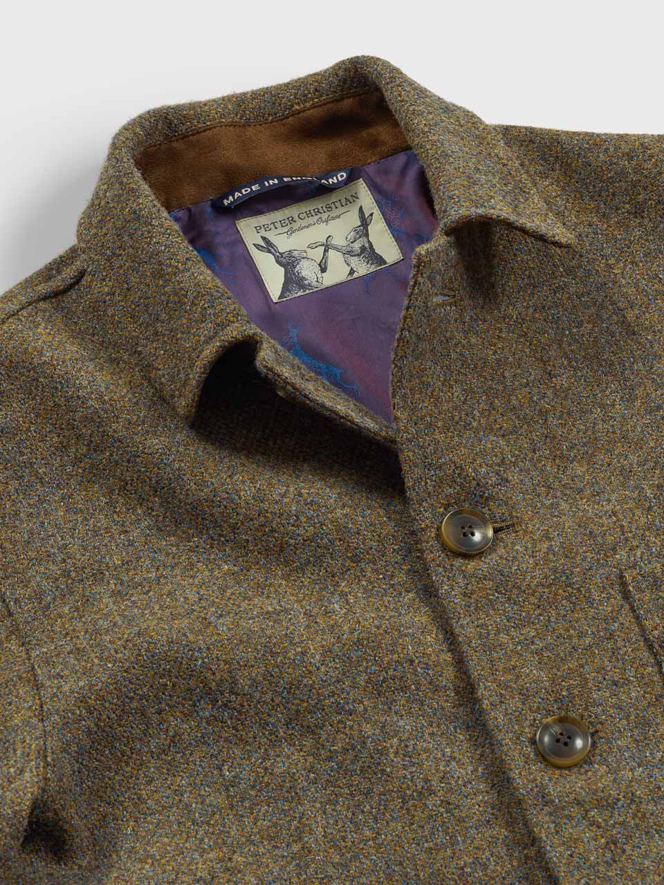 Men's Lichen Green Harris Tweed Chore Jacket | Peter Christian