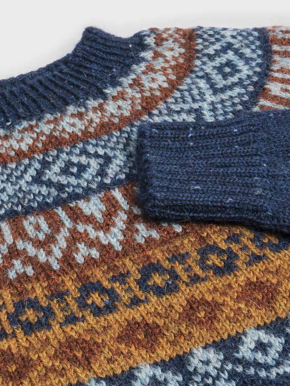 Navy British Wool Fairisle Sweater | Peter Christian