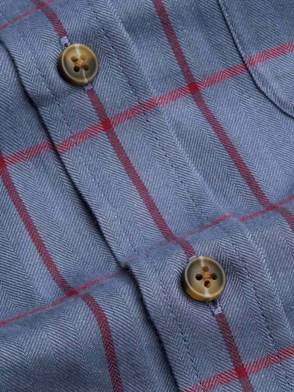 Men's Steel Blue Window Pane Check Shirt | Peter Christian