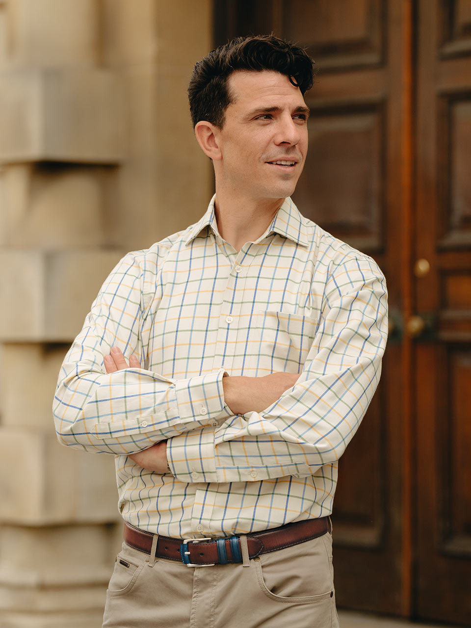 Men's Green Big Check Tattersall Shirt | Peter Christian