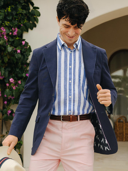 Men's Navy Canvas Blazer | Peter Christian