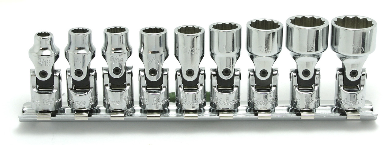 Ko-ken RS2445A/9 1/4 Square Drive Universal Socket set 3/16-9/16 12 ...