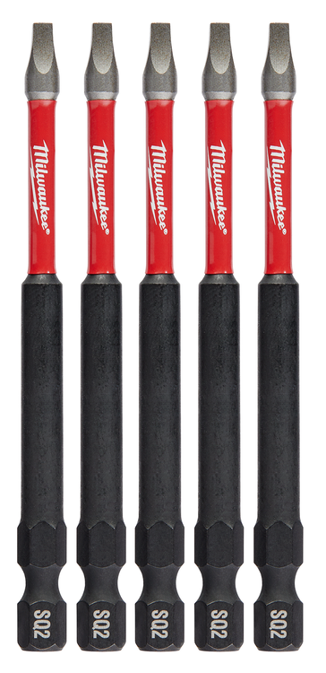 Milwaukee SHOCKWAVE 3-1/2" Impact Square Recess #2 Power Bits (5 Pk ...