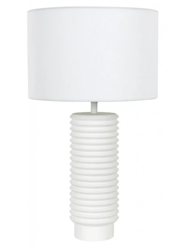 Andros Ribbed Table Lamp with White Linen Shade | Lighting Direct