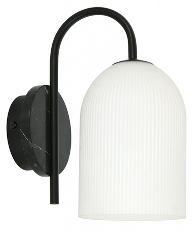Edit Wall Light Opal Ribbed Glass Black | Lighting Direct