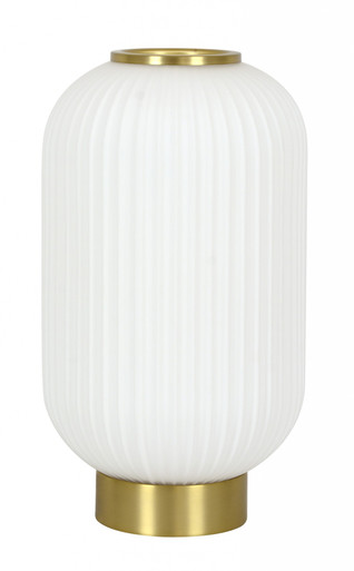 Mele Squat Table Lamp Ash Wood with Opal Glass | Lighting Direct