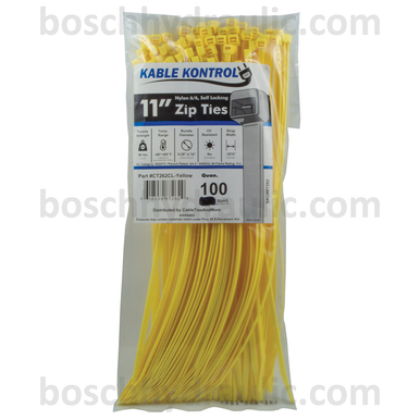 11" YELLOW NYLON CABLE TIES 50 LBS - 100 PACK - Bosch Hydraulic ...