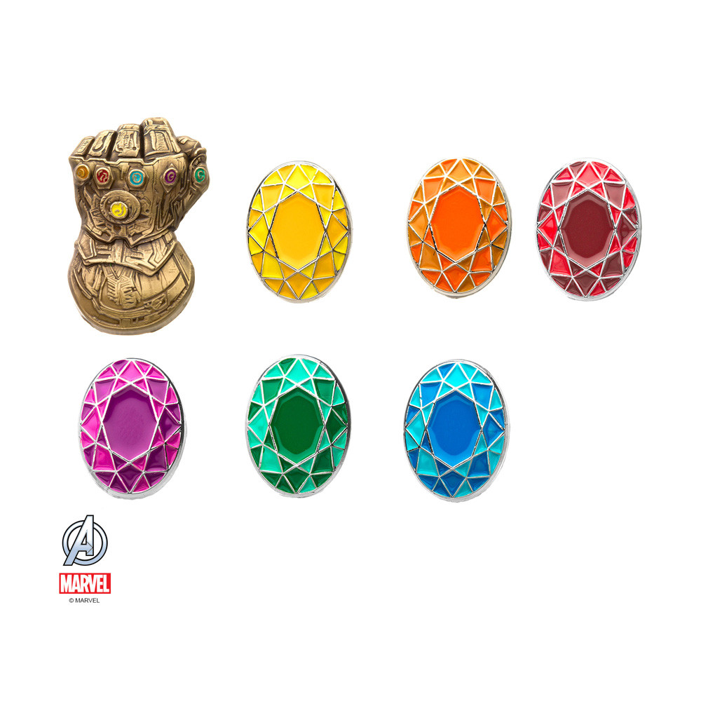 Avengers Infinity Gauntlet & Stones Set of 7 Color Lapel Pin - Pure Blades