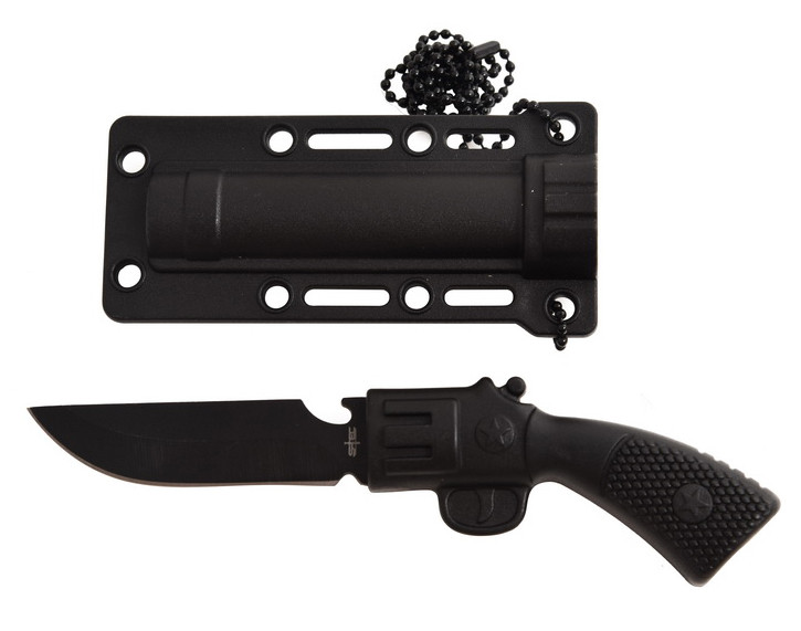 Stec Gun Handle Neck Knife (Black) - Pure Blades
