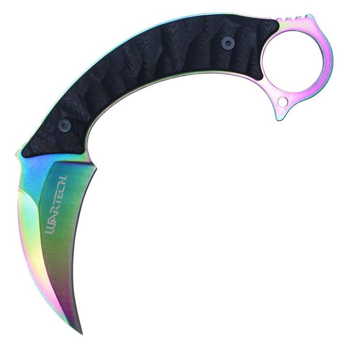 Rainbow Karambit Fixed Blade with Kydex Sheath 8" (3CR13) - Pure Blades