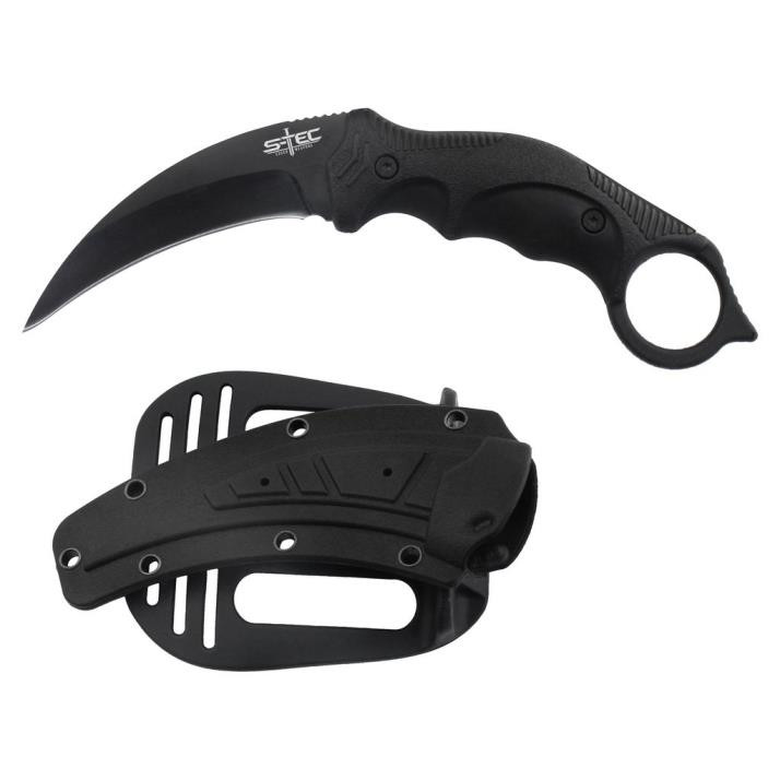 Stec 8" Karambit Hunting Knife Fixed Blade (Black) - Pure Blades