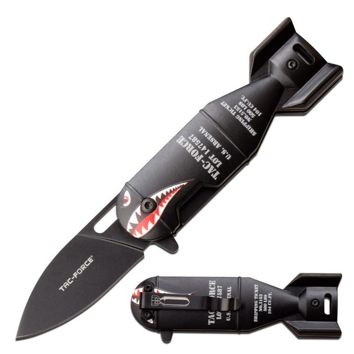 Tac Force Shark Bomb (BLACK) A/O Pocket Knife (3Cr13) - Pure Blades