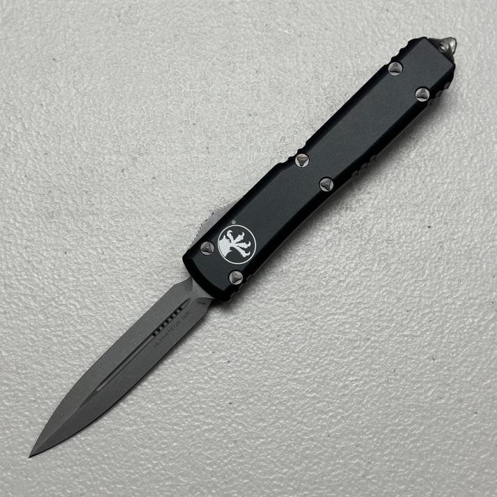 Microtech Ultratech Black OTF Knife Double Edge Apocalyptic (3.46" M390 ...