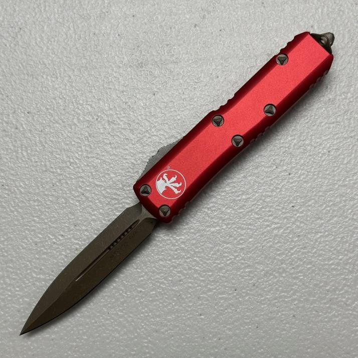 Microtech UTX-85 Red OTF Apoclyptic Double Edge (3.00" Bronze M390) 232 ...