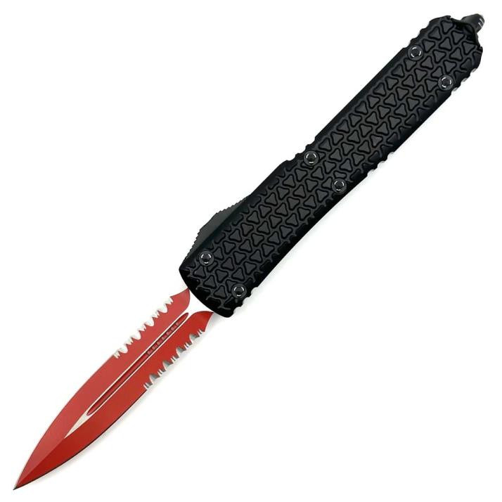 Microtech Ultratech Sith Lord Black Tri-Grip OTF Knife Double Edge ...