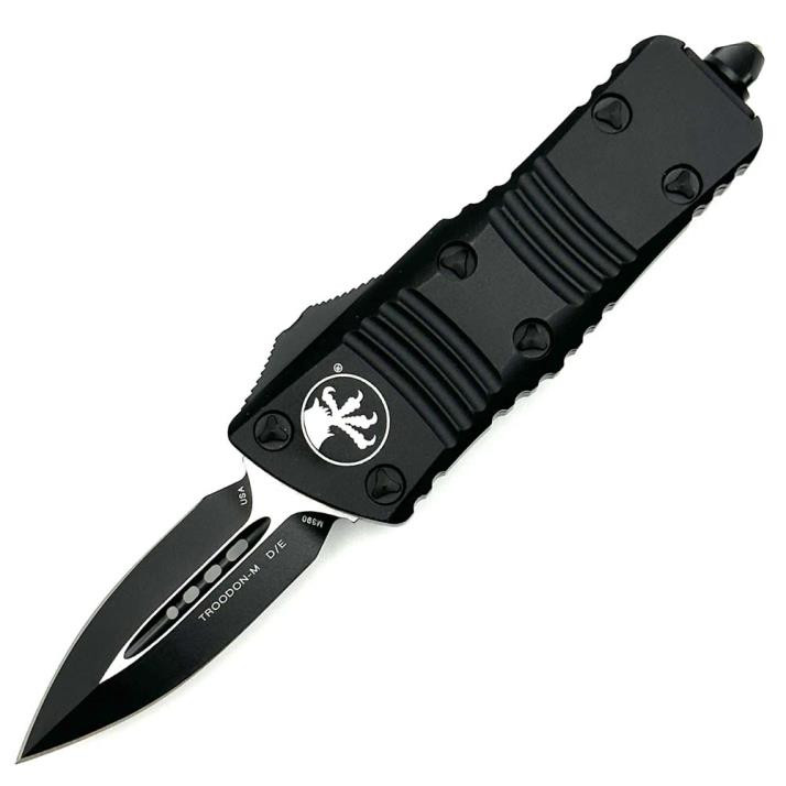 Microtech Mini Troodon All Black Tactical OTF Knife Double Edge (1.9 ...
