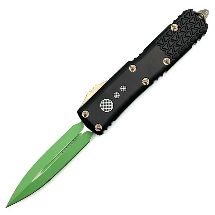 Microtech UTX-85 Jedi Master Black OTF Knife Double Edge (3" Green ...