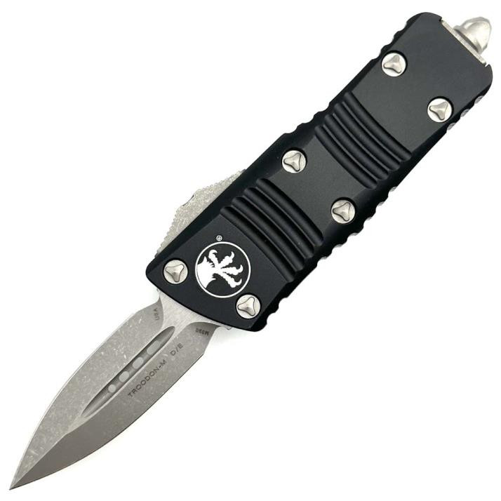 Microtech Mini Troodon Black OTF Knife Double Edge (1.9" Apocalyptic ...