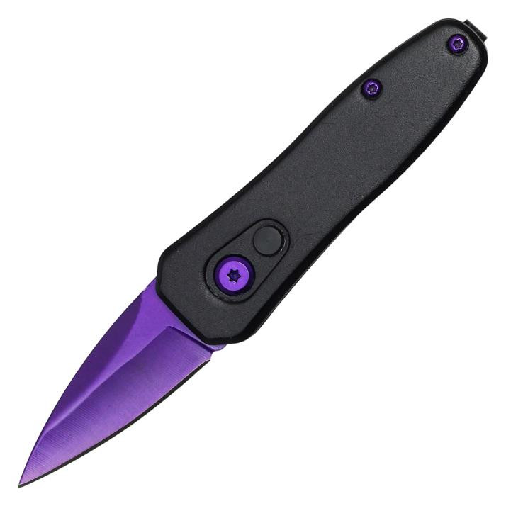 Atomic Mini Push Button (PURPLE) Auto Pocket Knife #48 - Pure Blades