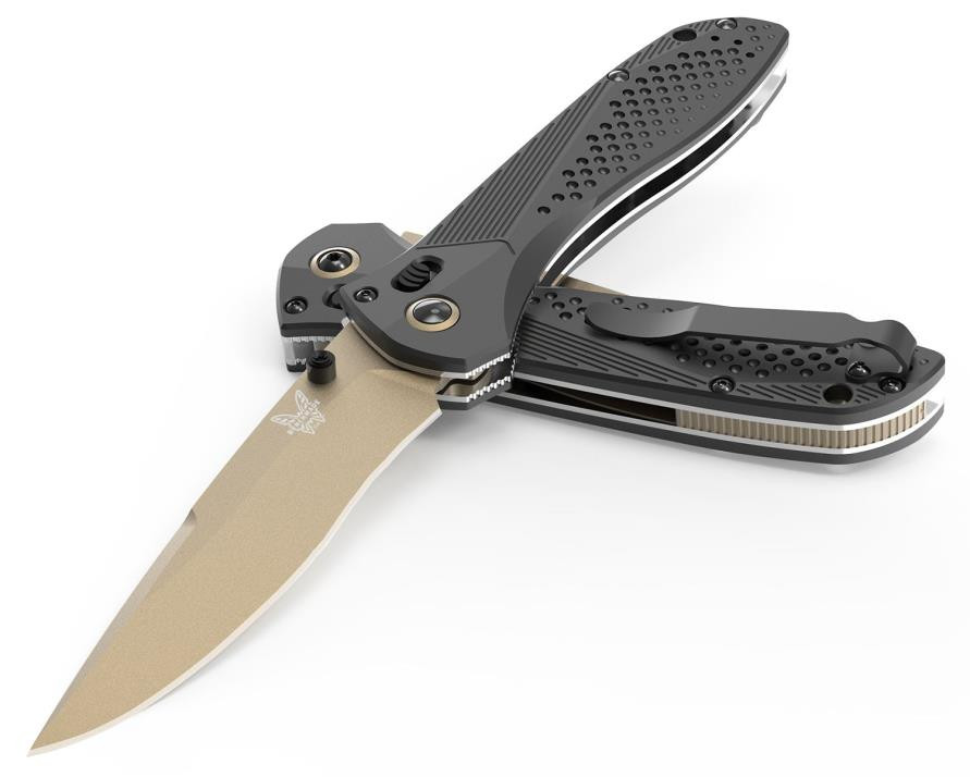 Benchmade Seven Ten AXIS Black Aluminum Pocket Knife (4.00" Tan CPM ...