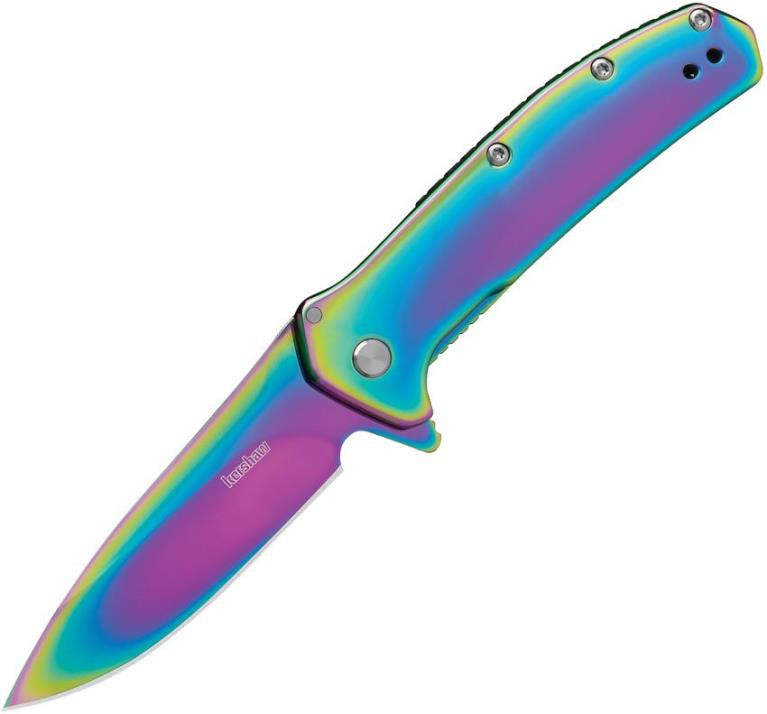 Kershaw Outcome Rainbow A/O Frame Lock Pocket Knife (3" Spectrum PVD ...