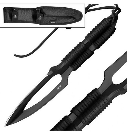 12" Stec Fixed Blade Full Tang Knife w/ Plastic Clip In Sheath - Pure ...