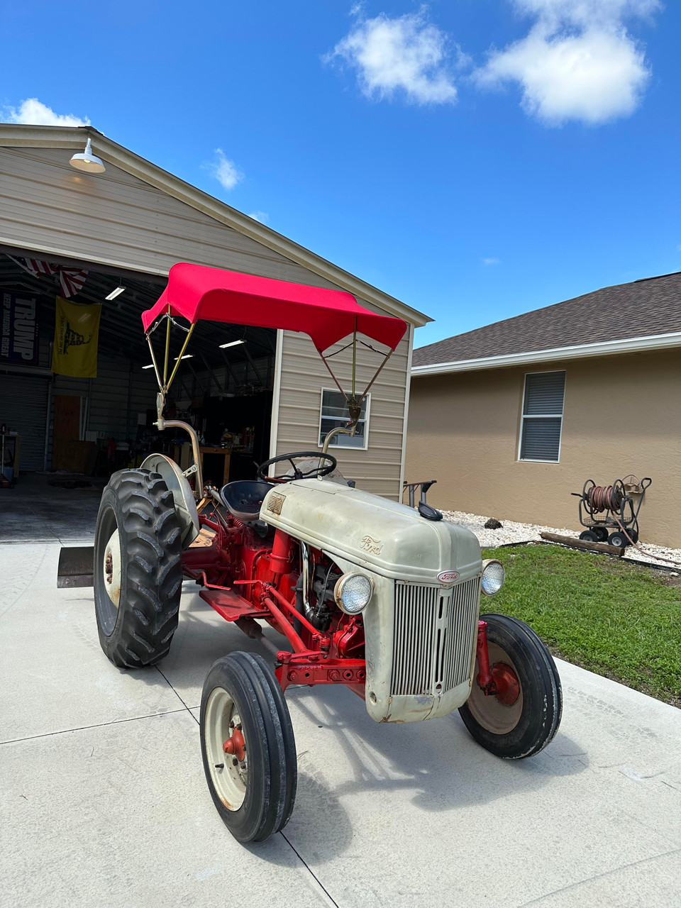 Red Complete 3 Bow 40" Buggy Top Tractor Umbrella Frame & Canvas Cover ...
