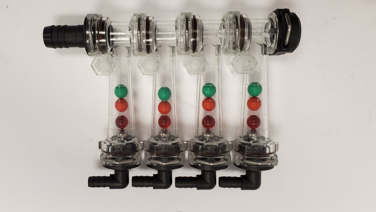 Wilger 4 Column Flow Indicator w/ 3/8" 90° Outlets & 3/4" Straight ...