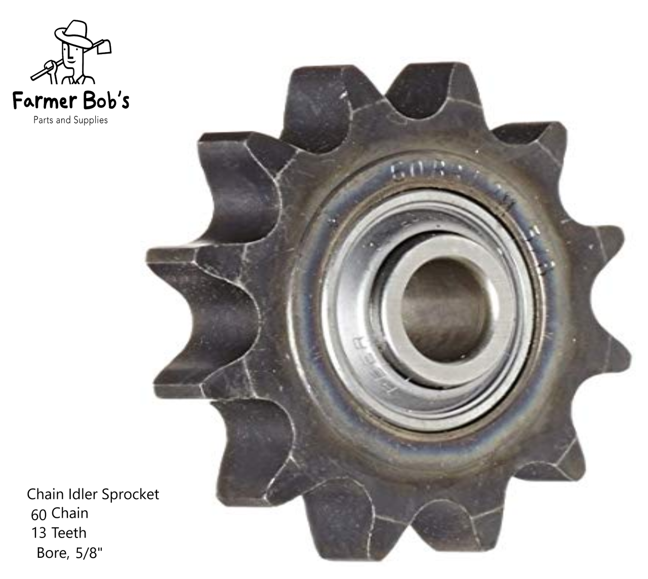 Roller Chain Idler Sprocket, 60 Chain, 13 Teeth, Bore, 1/2" | 20601308 ...