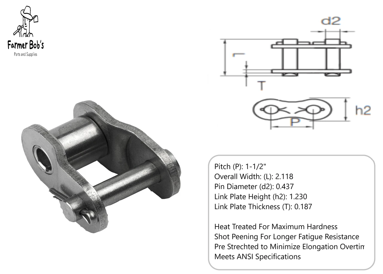 120-1, Roller Chain Offset Link Standard ( Half Link ) | HL120 | Farmer ...