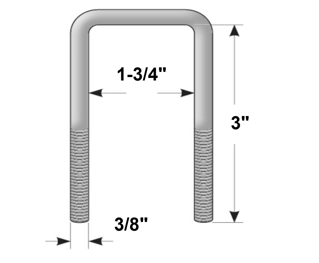 U-Bolt 3/8" x 1-3/4" x 3" Square w/ Nuts | S113 | Farmer Bob's