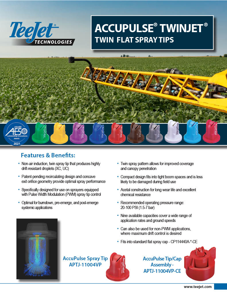 TeeJet Accupulse Non-Air Induct Twinjet Gray Spray Tip 110° Rated 0.60 ...