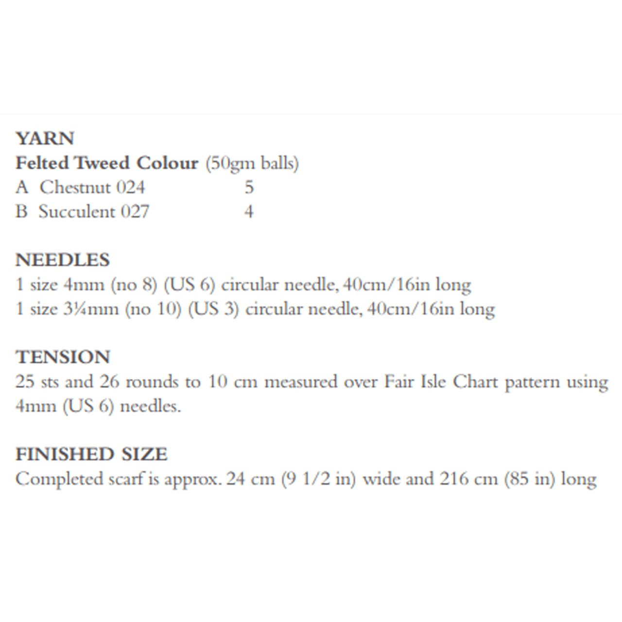 Rowan Ladies Jade Scarf Knitting Pattern Using Felted Tweed Colour