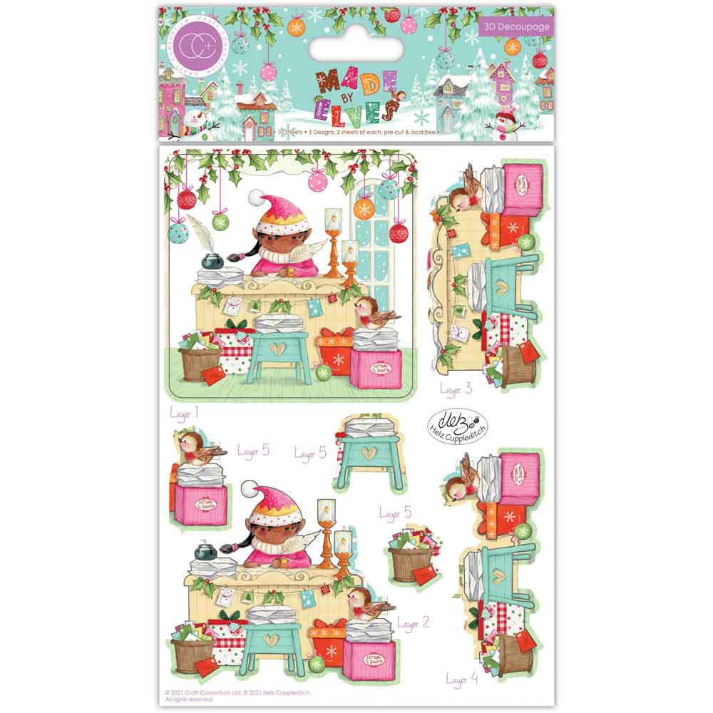 Craft Consortium Made by Elves 3D Decoupage Set (10 Sheets) 5 Designs ...