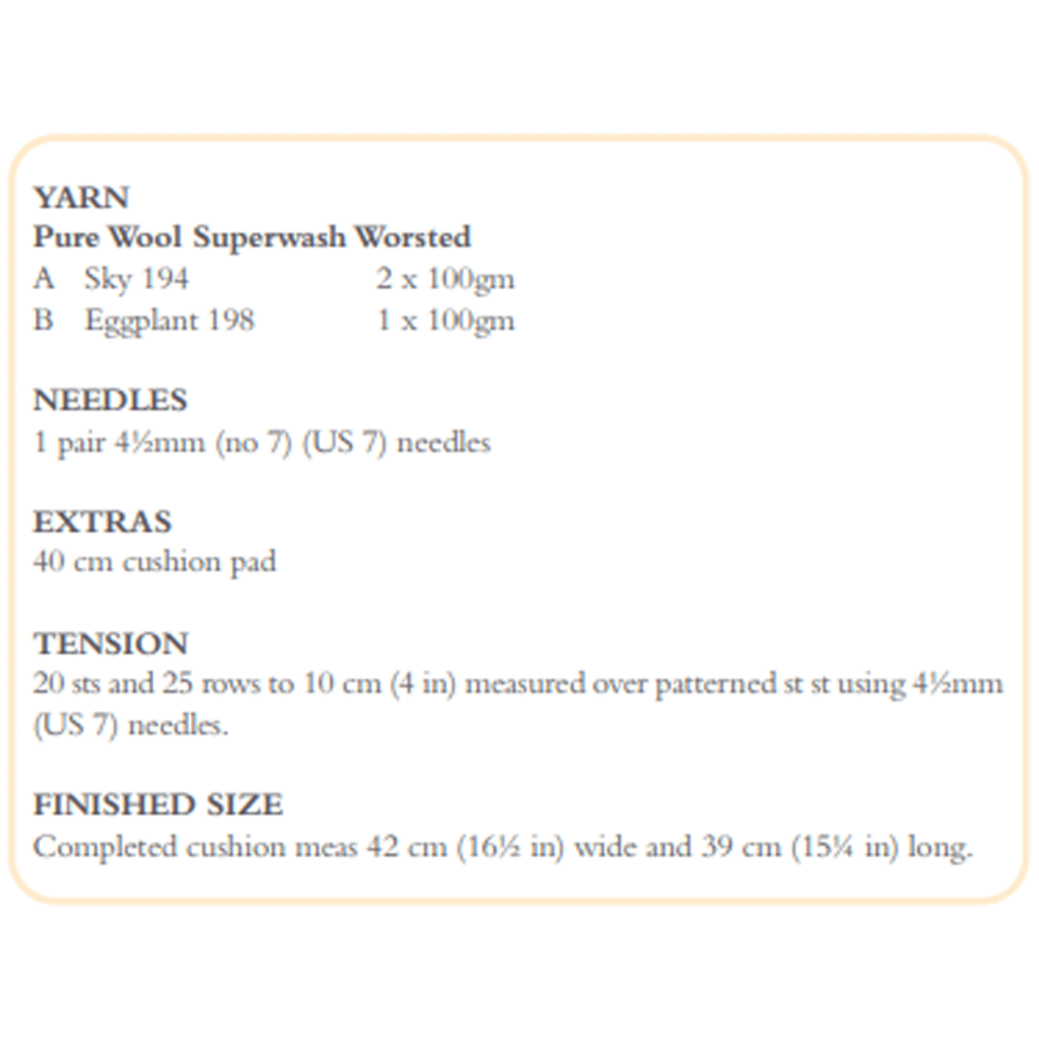 Rowan Homes Eden Cushion Knitting Pattern Using Pure Wool Superwash