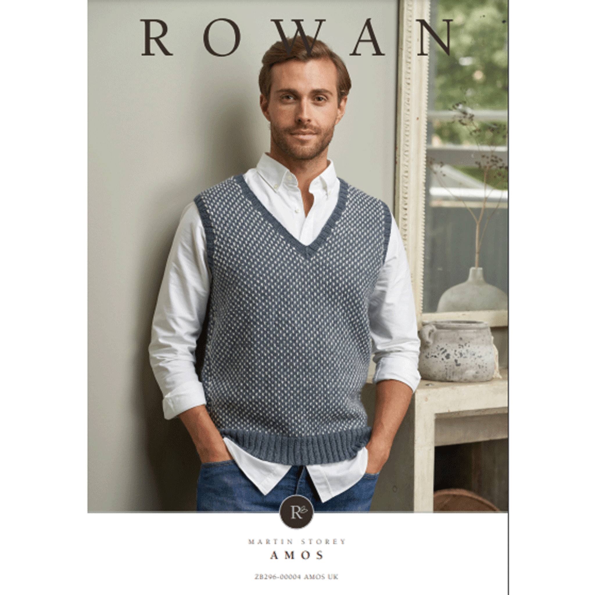 Rowan Mens Amos Vest Knitting Pattern Using Island Blend Fine