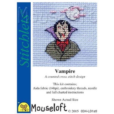 Mouseloft Stitchlets Mini Cross Stitch Kits | Vampire | Outback Yarns
