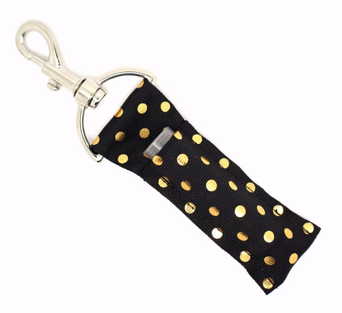 Midnight Spark Lip Balm Holder | Black & Gold Foil Polka Dot Lippy Clip ...