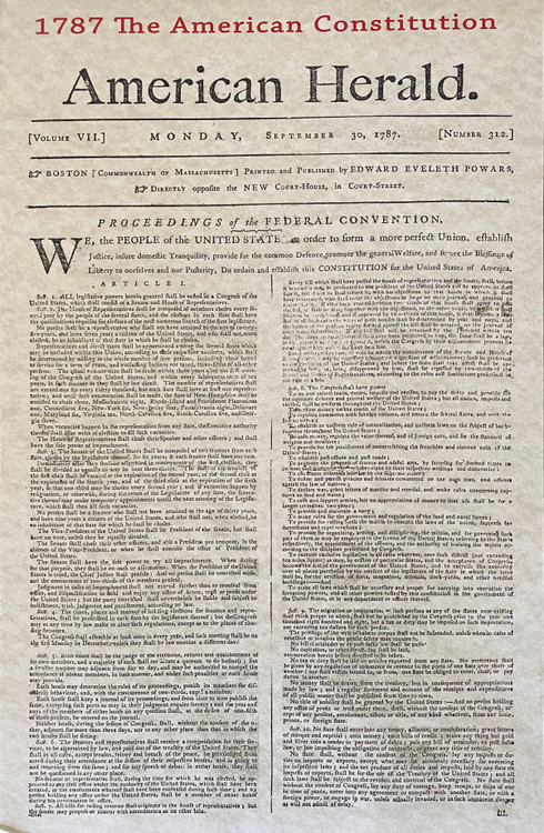Collector’s Edition Facsimile of Front Page of American Herald ...