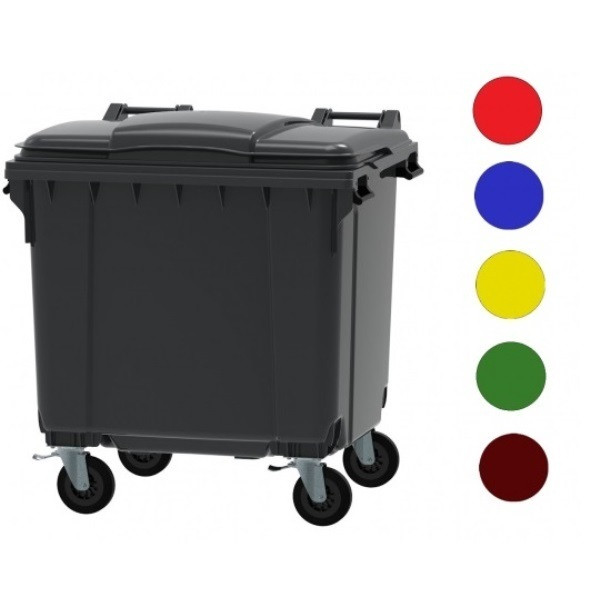 Wheeled Flat Top Refuse Bin Green 1100ltr - GREEN - Diamond Industrial ...