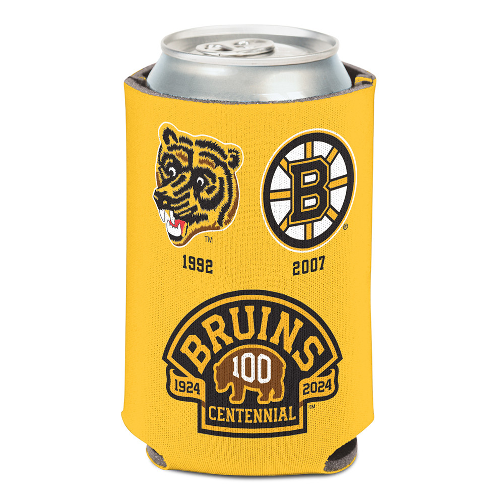 Bruins Centennial Crests Gold Can Cooler