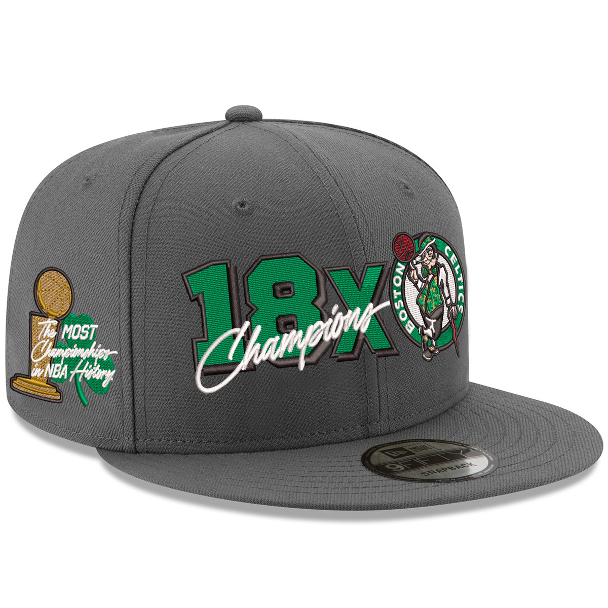 Celtics 18x NBA Champions Most In History Charcoal 9FIFTY SnapBack Cap