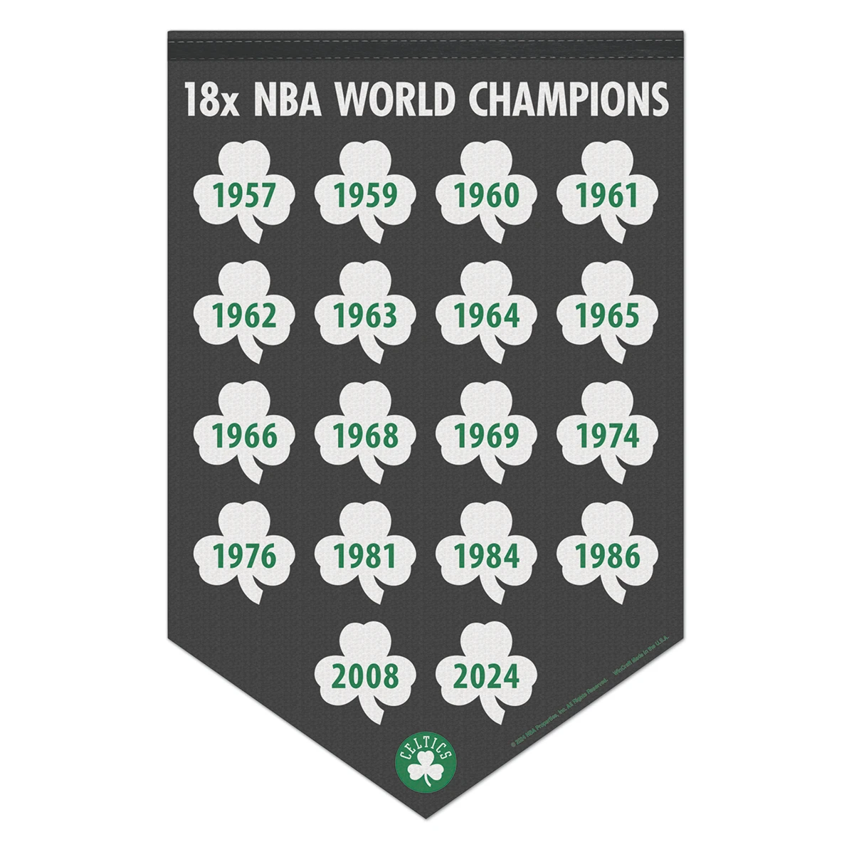 Celtics 18x NBA Champions Shamrock 17" x 26" Banner