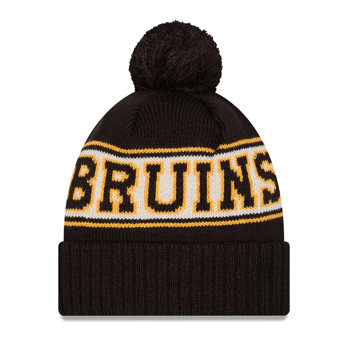 Bruins Youth Retro Pom Cuff Black Knit Hat - Boston ProShop