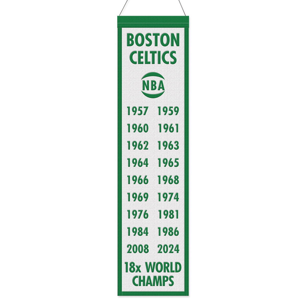 Celtics 18x NBA Champions 8" x 32" White Banner