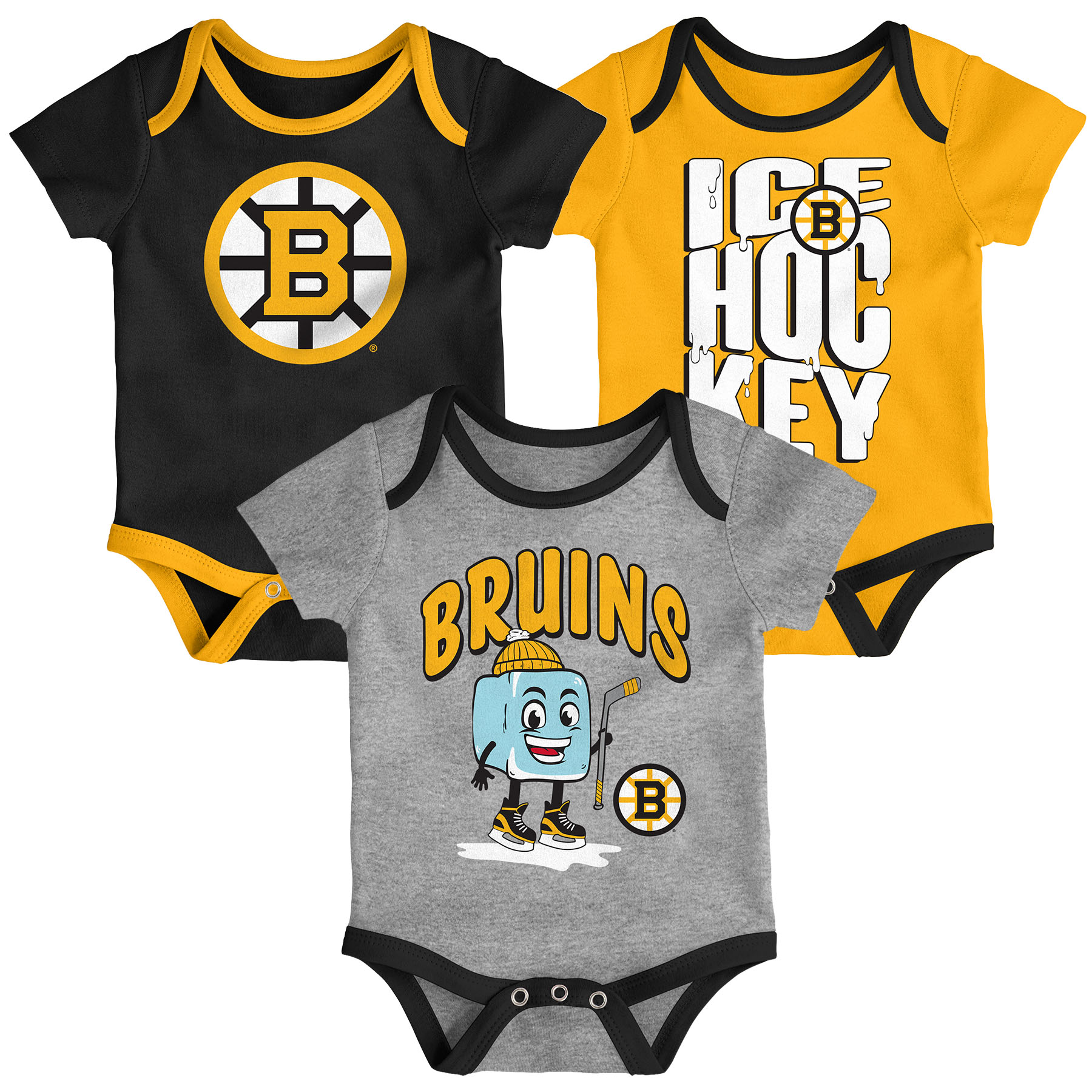 Bruins Newborn Triple Header 3PC Creeper Set