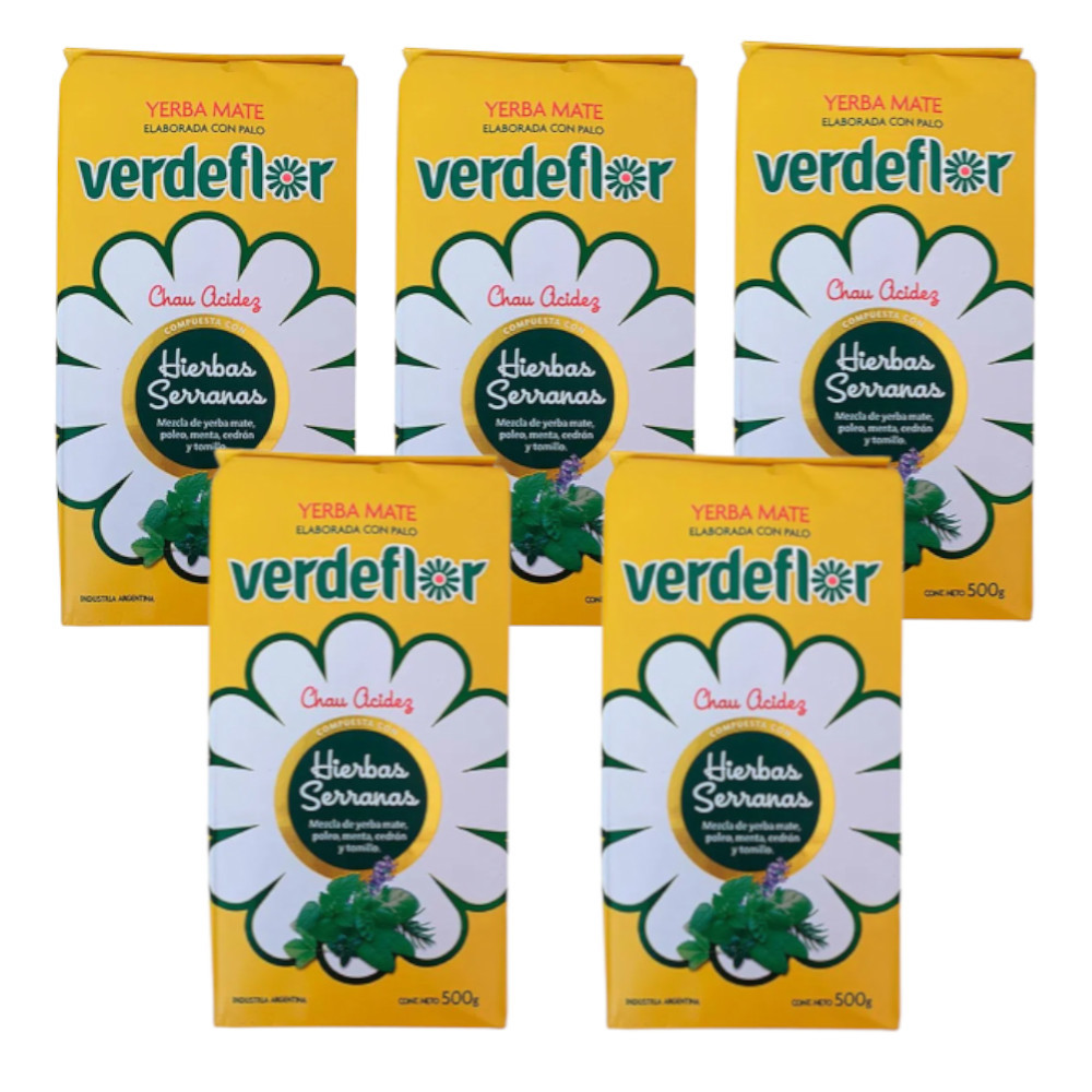 VerdeFlor Yerba Mate Hierbas Serranas Sabor : Poleo, Menta, Cedron y ...