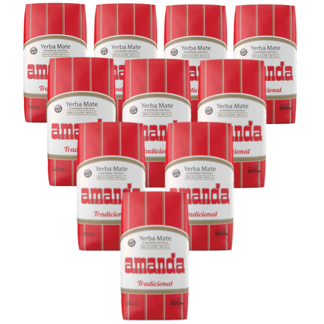 Amanda Yerba Mate Tradicional, 1 kg / 2.2 lb ea (pack de 10 unidades)