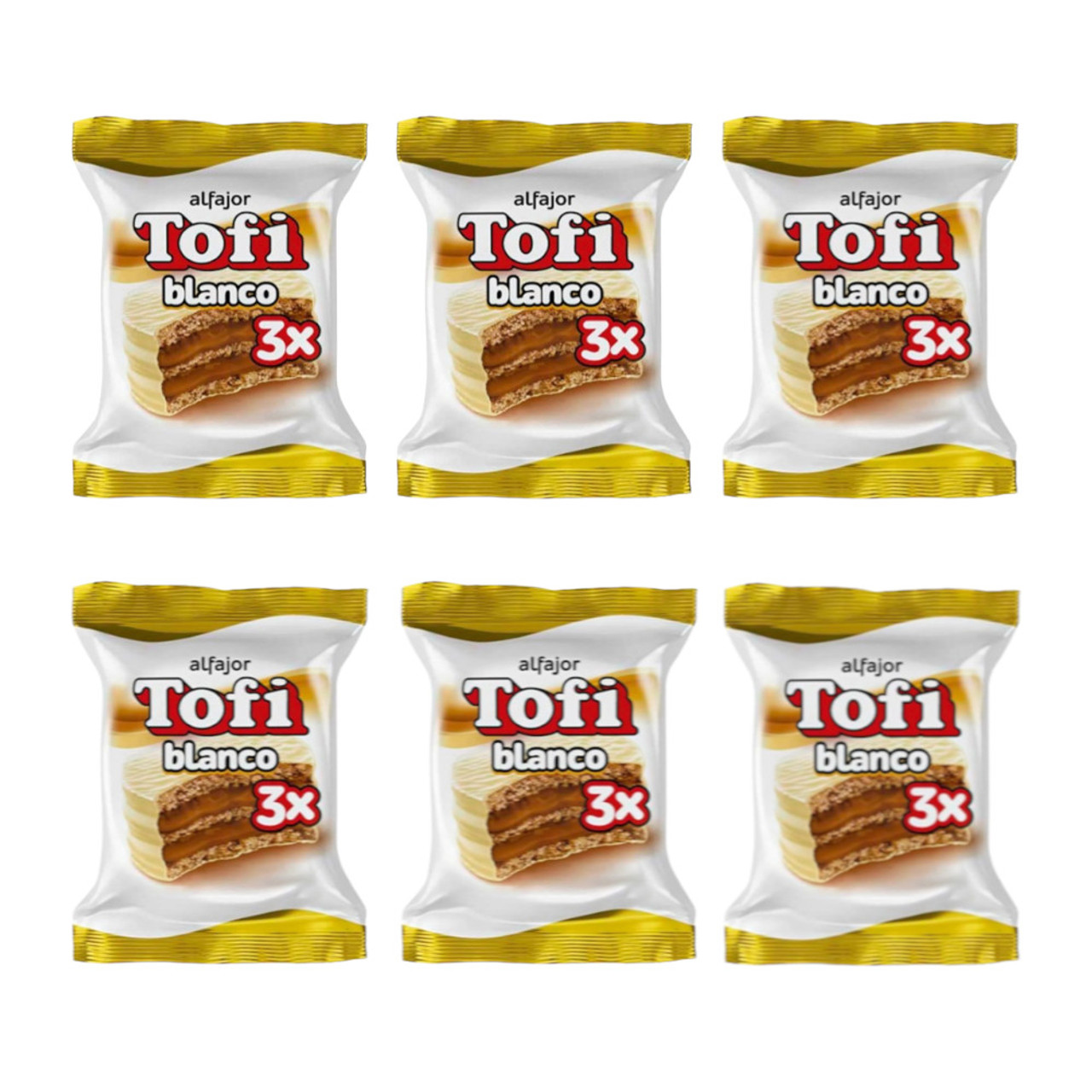 Tofi Alfajor Triple de Chocolate Blanco, 73 g / 2.57 oz ea (pack de 6 unidades)