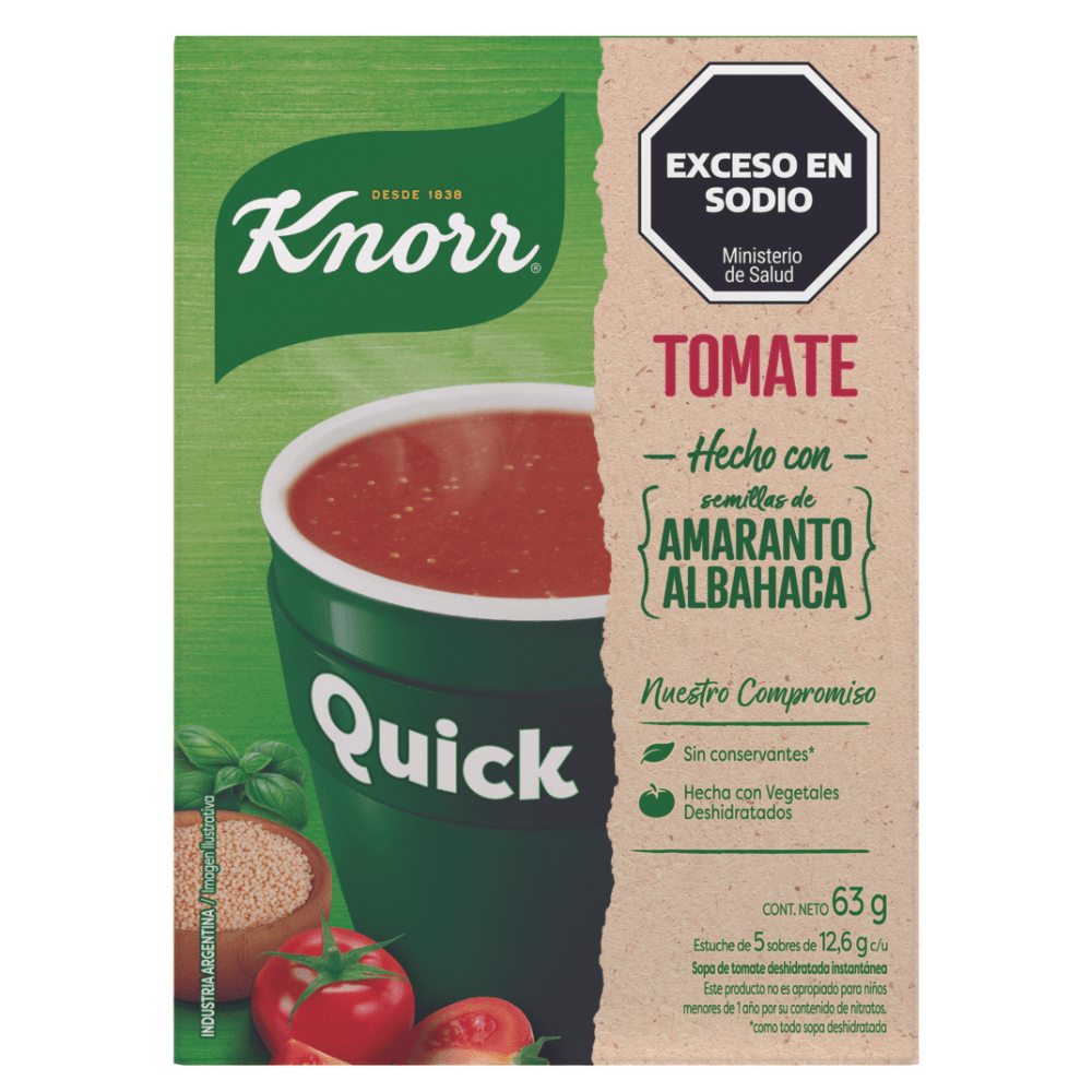 Knorr Quick Sopa Instantánea Sabor Tomate con Amaranto y Albahaca, , 63 ...